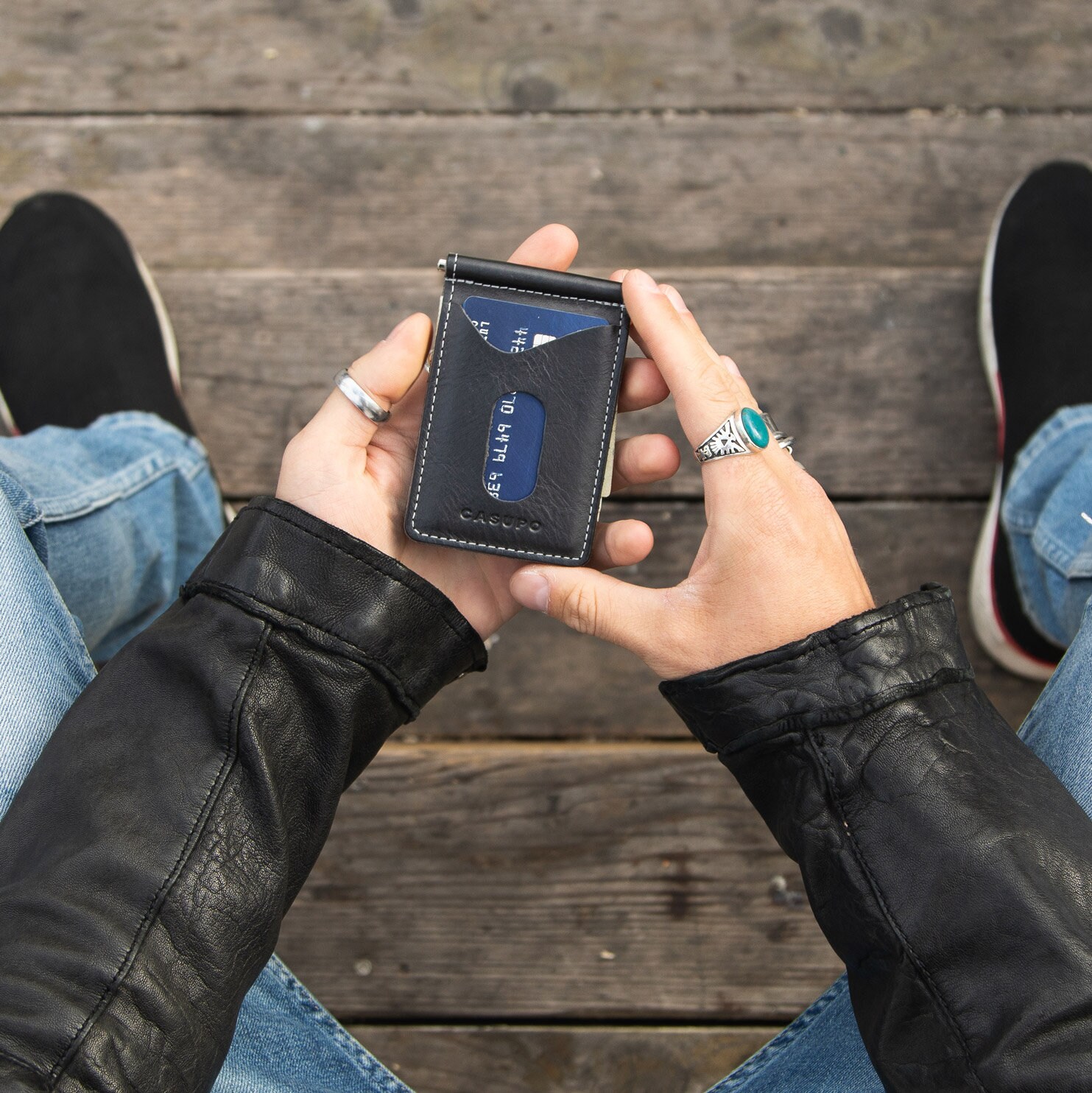 Men's Money Clip Wallet. Thin Black Leather Wallet With - Etsy