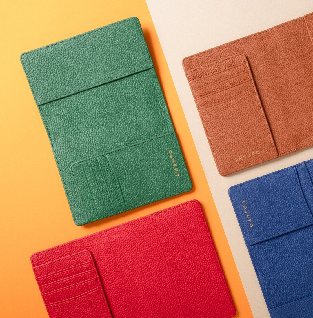 Green RFID Leather Passport Cover and Wallet. Leather Wallet for Passport and Cards, Travel ...