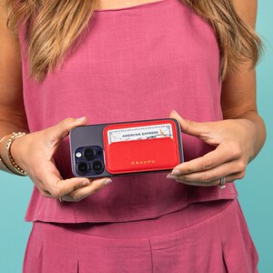 Mag Safe Leather Wallet for Iphones, Fire Red Leather Magnetic Wallet ...