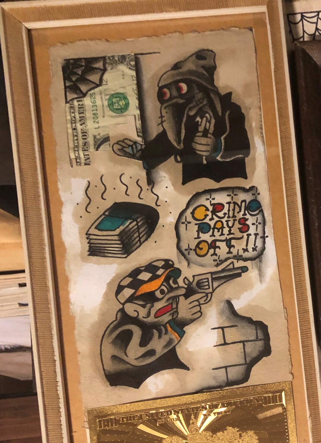 Crime Pays Authentic Framed Artwork - Etsy