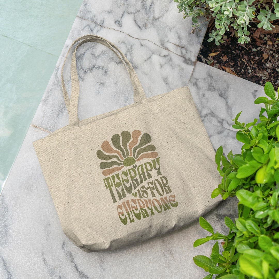 Therapy is for Everyone Aesthetic Canvas Tote Bag Gift for Weight Loss ...