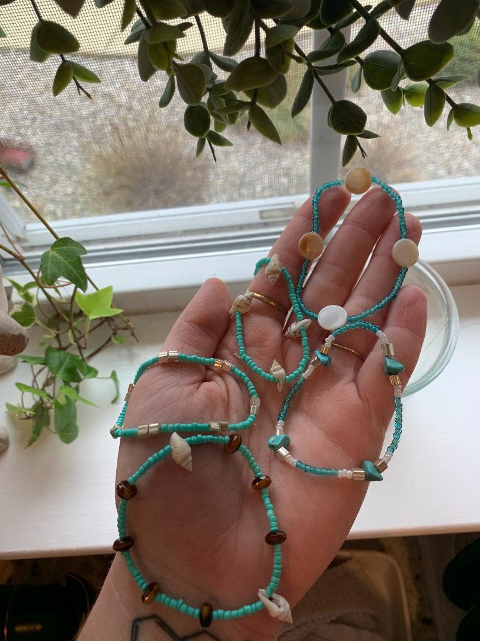 5 Handmade Beachy Bracelets Blue & Turquoise Real Shells - Etsy New Zealand