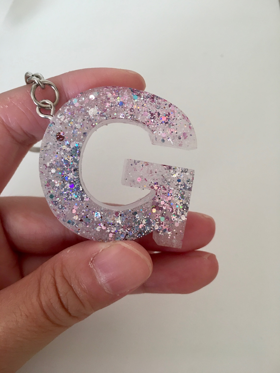 Initial Resin Sparkly Keychain Letter G - Etsy UK