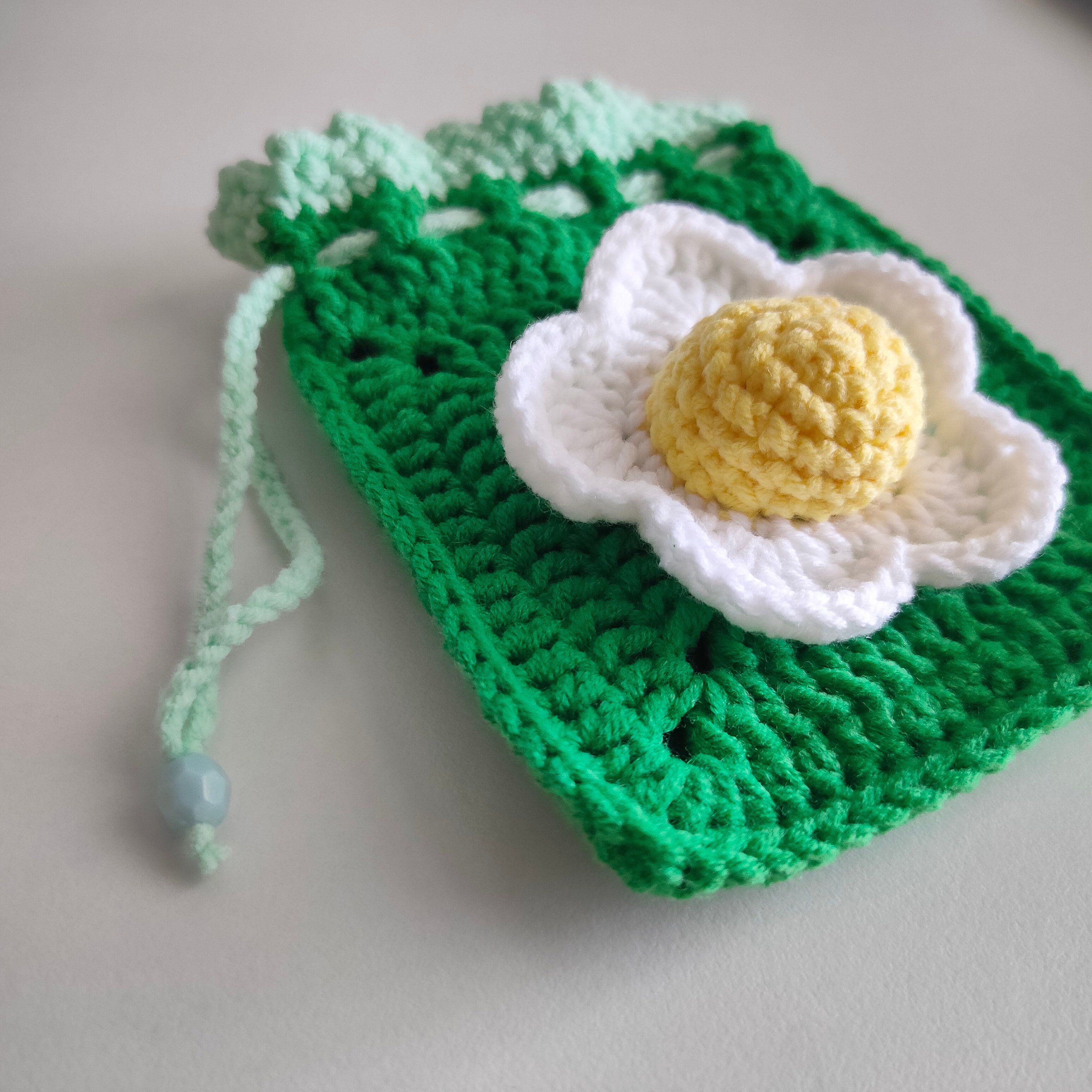 Daisy Drawstring Pouch Crochet Pattern (PDF) - Etsy