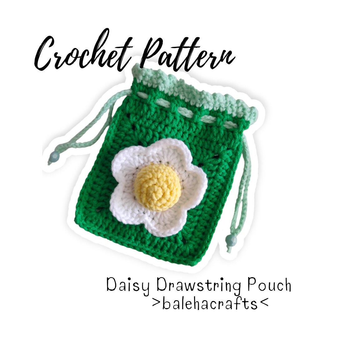 Daisy Drawstring Pouch Crochet Pattern (PDF) - Etsy