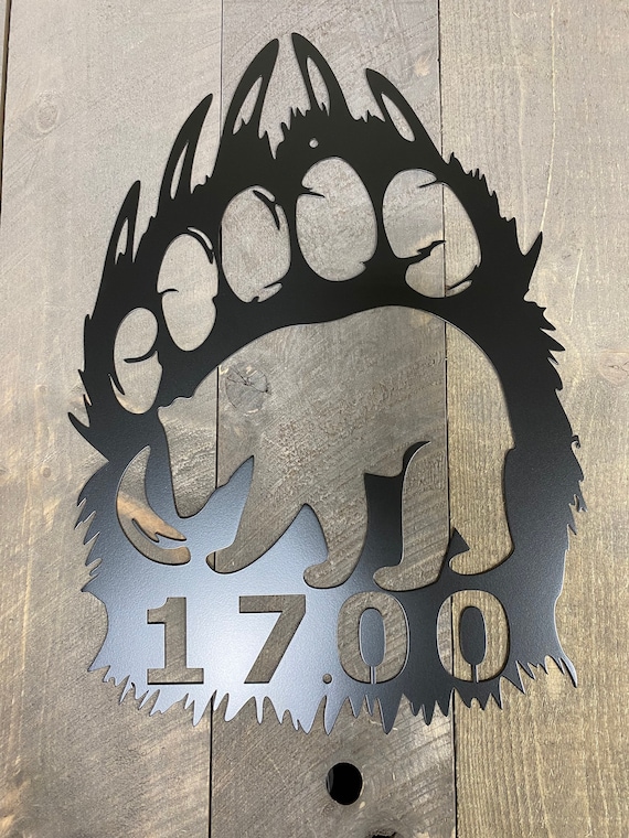 Bear Address Sign House Numbers Bear Paw Design Bears - Etsy