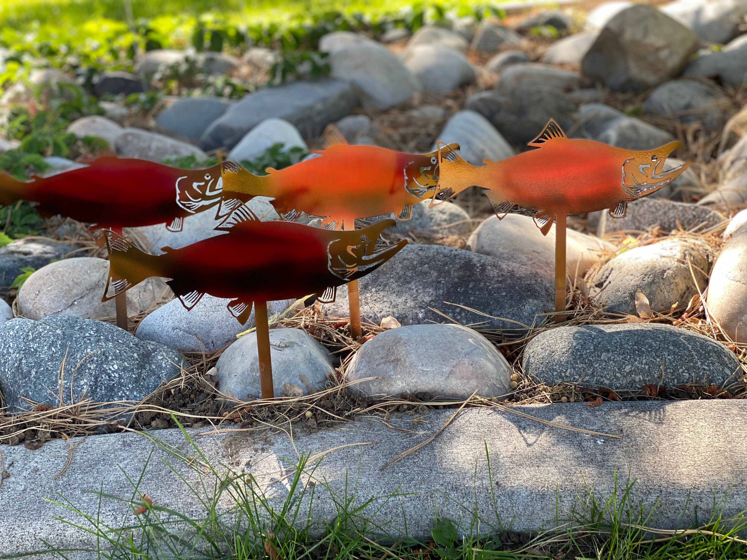 Sockeye Salmon Rock Bed Decor Metal Salmon Metal Art River - Etsy