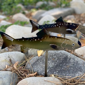 Trout Rock Bed Decor Set of 4, Metal Rainbow Trout Metal Art, River ...