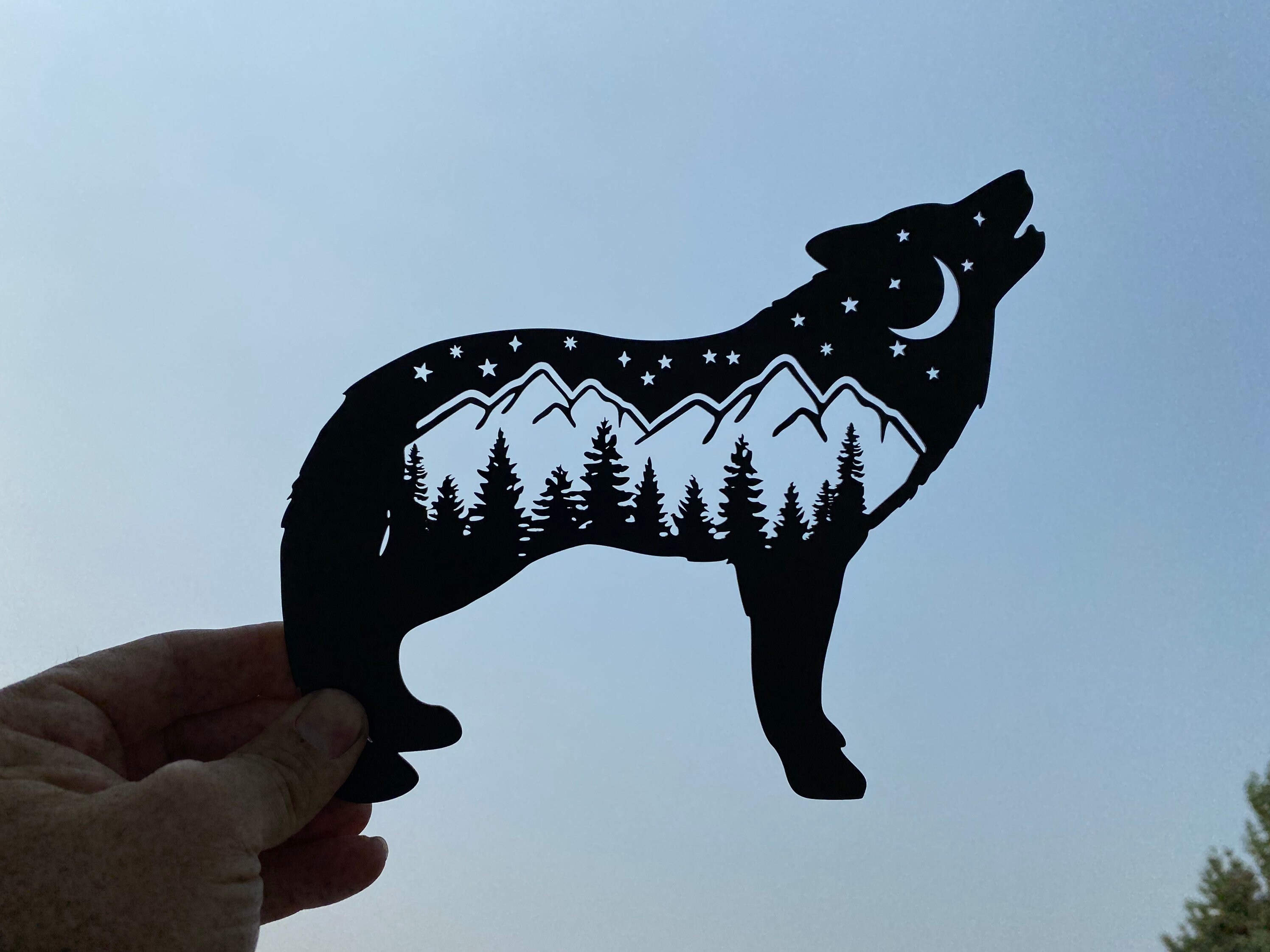 Wolf Home Decor Wolf Metal Decor Wolf With Mountains and - Etsy