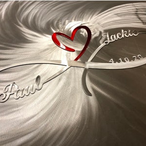 Infinity Name and Date Monogram With Heart, Aluminum Monogram Metal Art ...