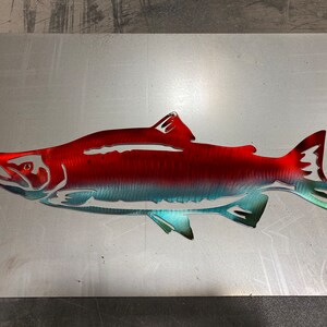 Brightly Colored Salmon Metal Art, King Salmon Decor, Chinook Salmon ...