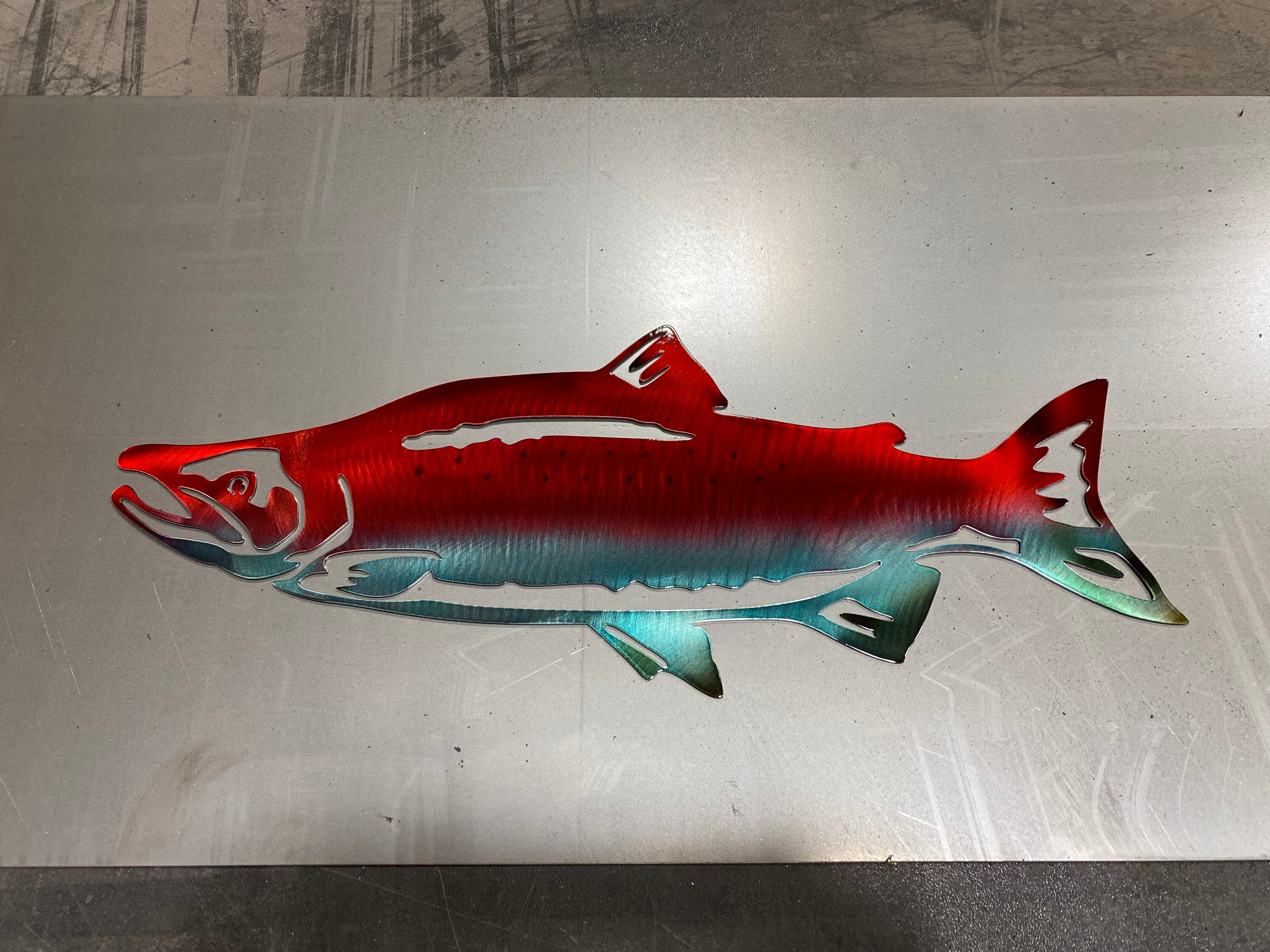 Brightly Colored Salmon Metal Art, King Salmon Decor, Chinook Salmon ...