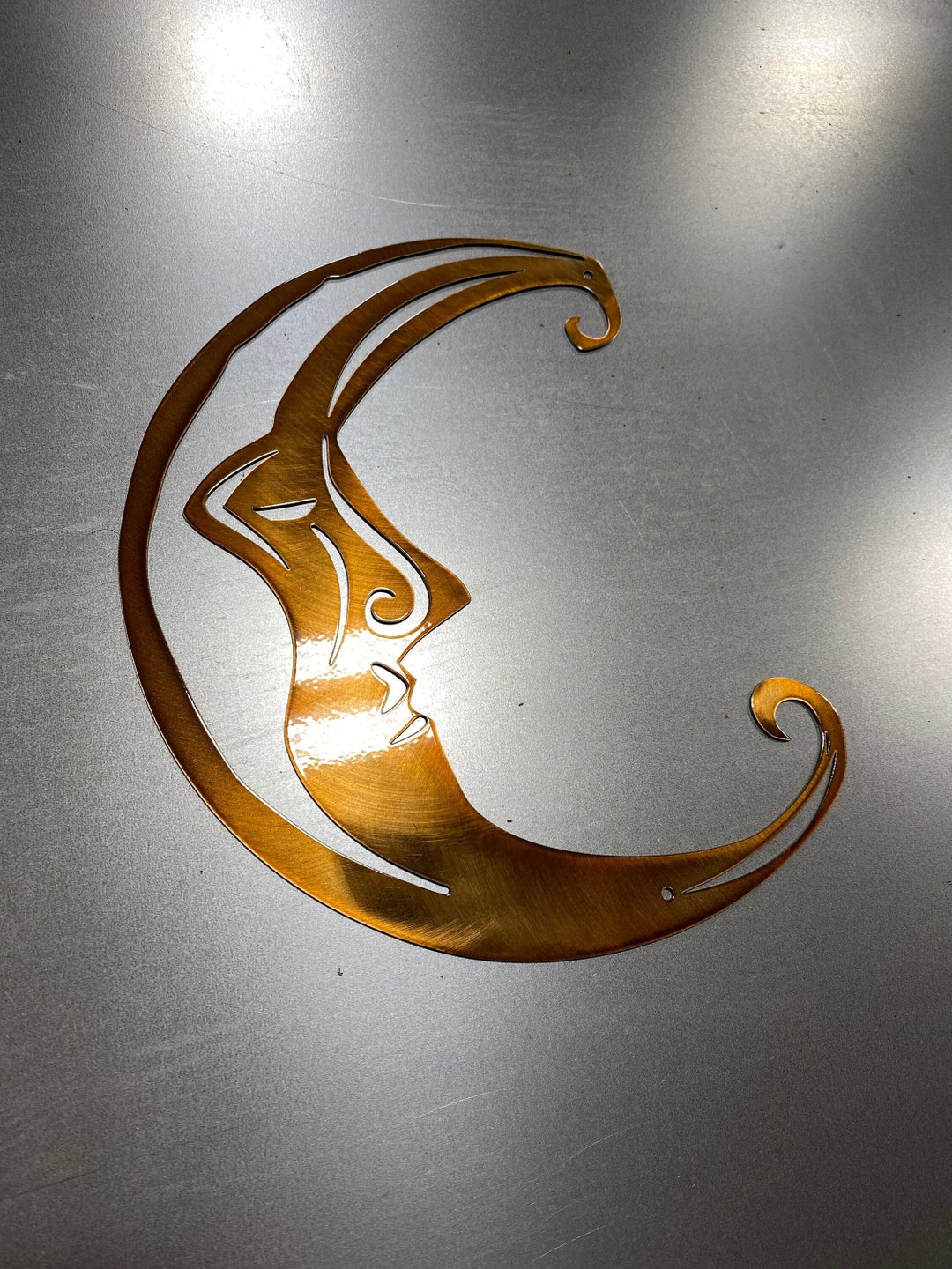 Whimsical Moon Metal Garden Yard Art, Lunar Designs, Celestial Metal ...