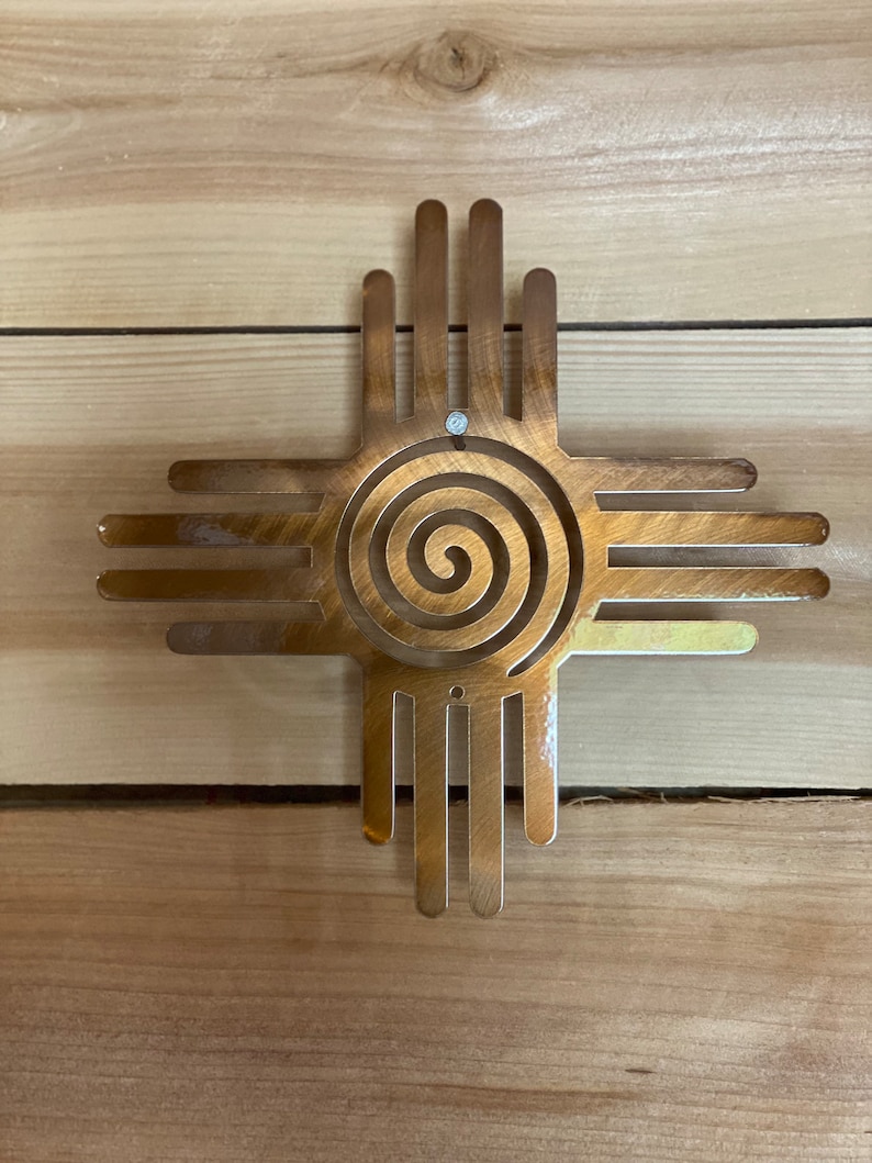 Zia With Swirl Sun Metal Wall Hanging, Southwestern Art, South West ...