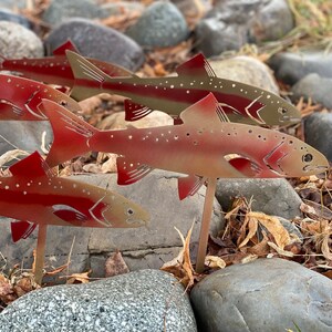 Trout Rock Bed Decor Set of 4, Metal Golden Trout Metal Art, River Rock ...