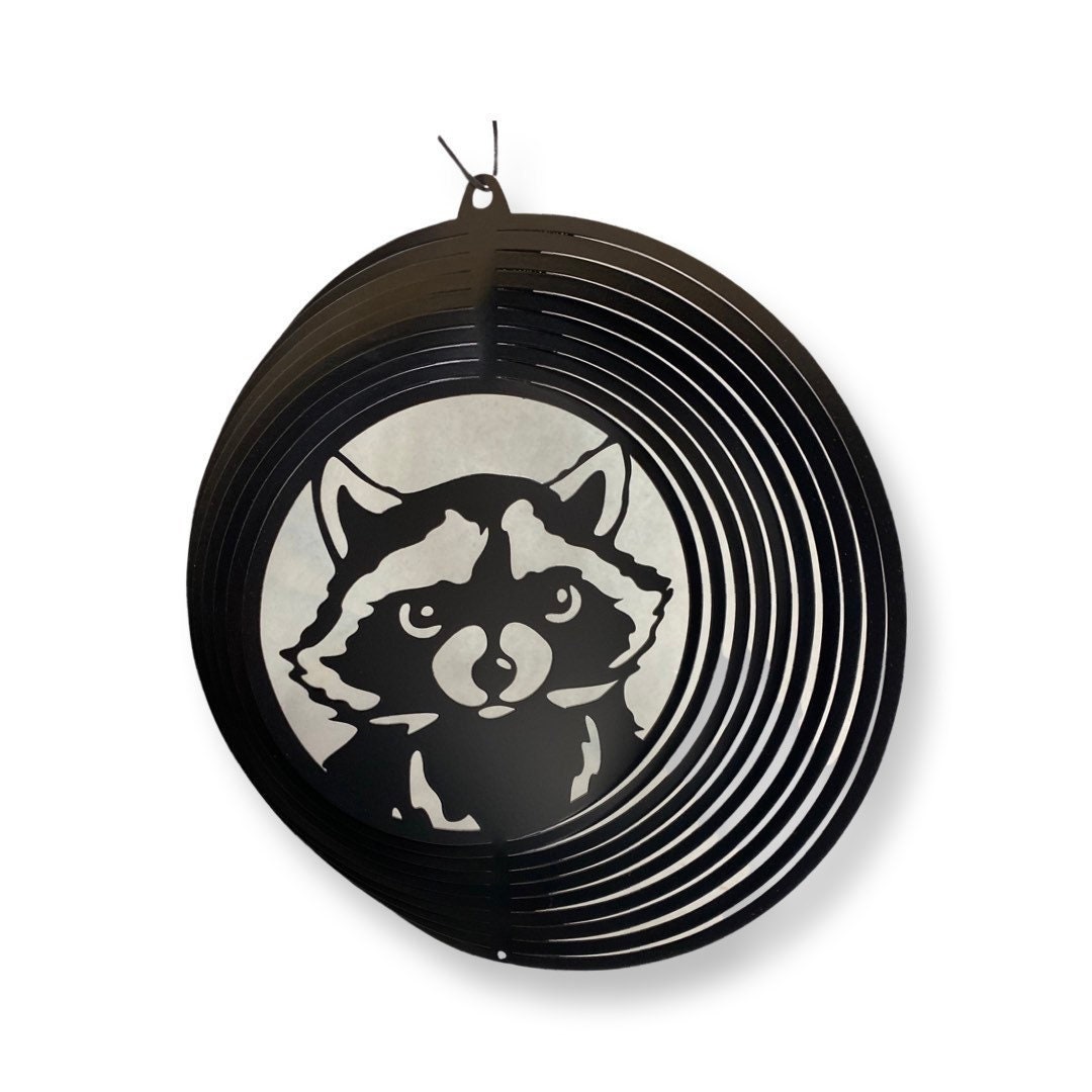 Cute Raccoon Garden Wind Spinner, Porch Decor, Trash Panda Decor, Wind ...