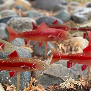 Trout Rock Bed Decor Set of 4, Metal Golden Trout Metal Art, River Rock ...
