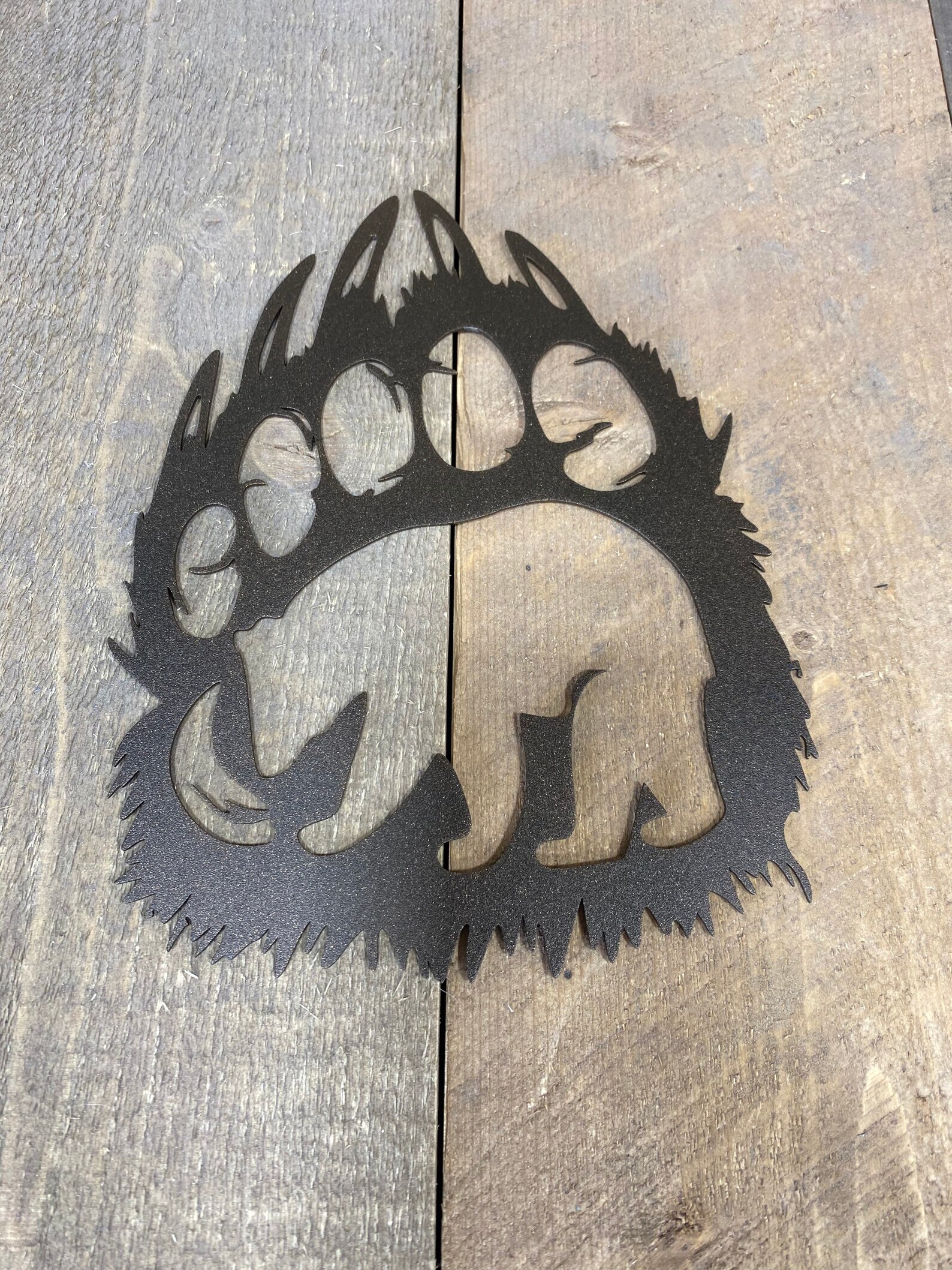 Bear Paw Metal Decor Cabin Accent Rustic Metal Decor - Etsy