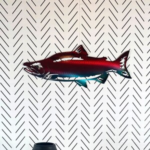 Brightly Colored Salmon Metal Art, King Salmon Decor, Chinook Salmon ...