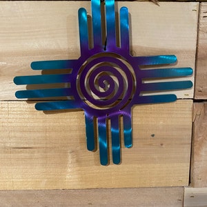 Zia With Swirl Sun Metal Wall Hanging, Southwestern Art, South West ...