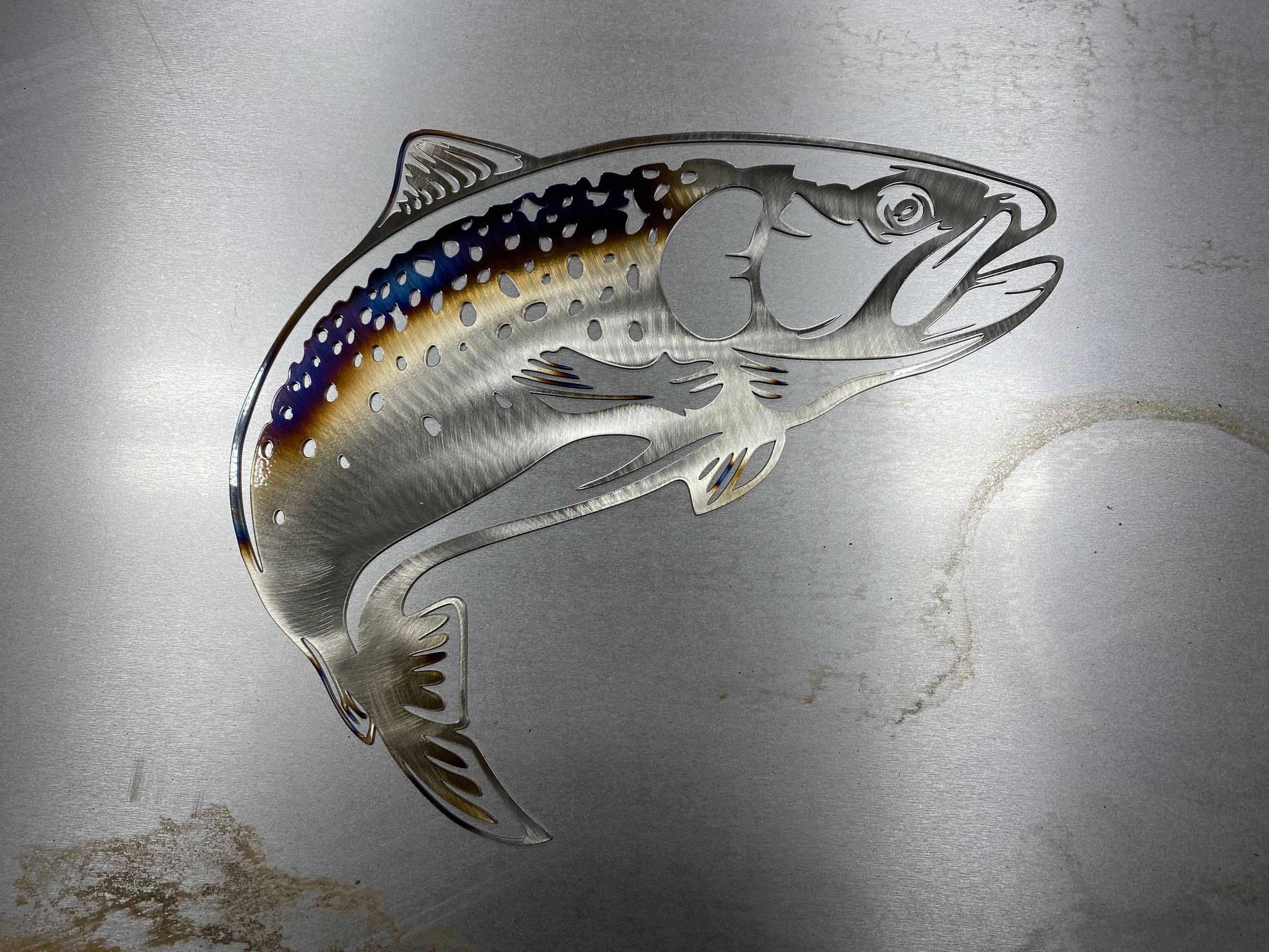 Trout Metal Art Wall Hanging, Gift for Fisherman, Rainbow Trout Art ...