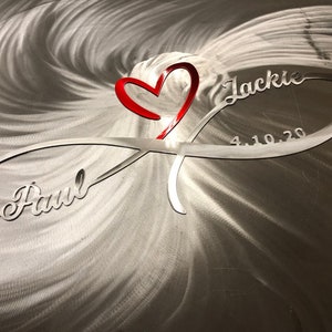 Infinity Name and Date Monogram With Heart, Aluminum Monogram Metal Art ...