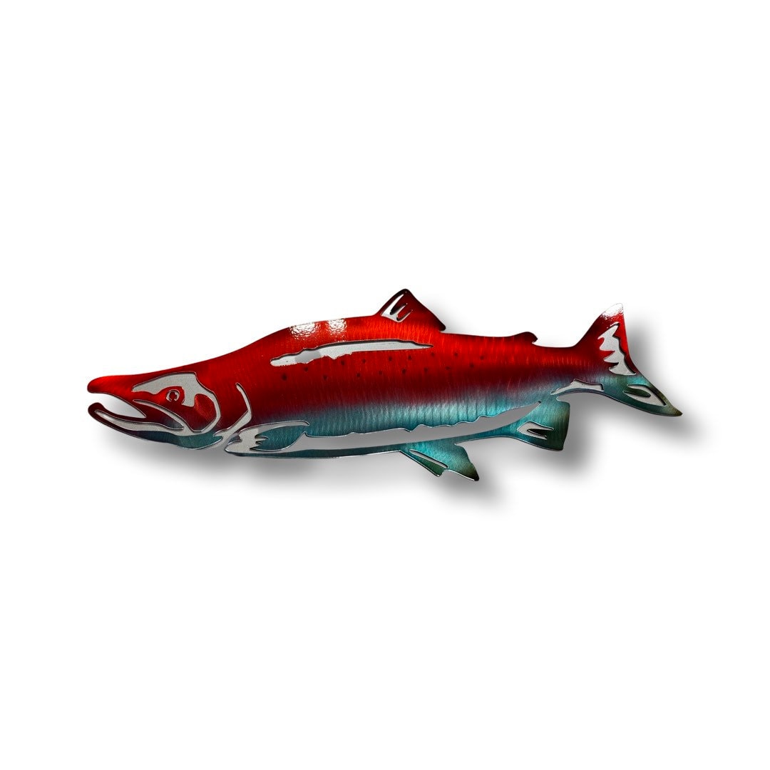 Brightly Colored Salmon Metal Art, King Salmon Decor, Chinook Salmon ...