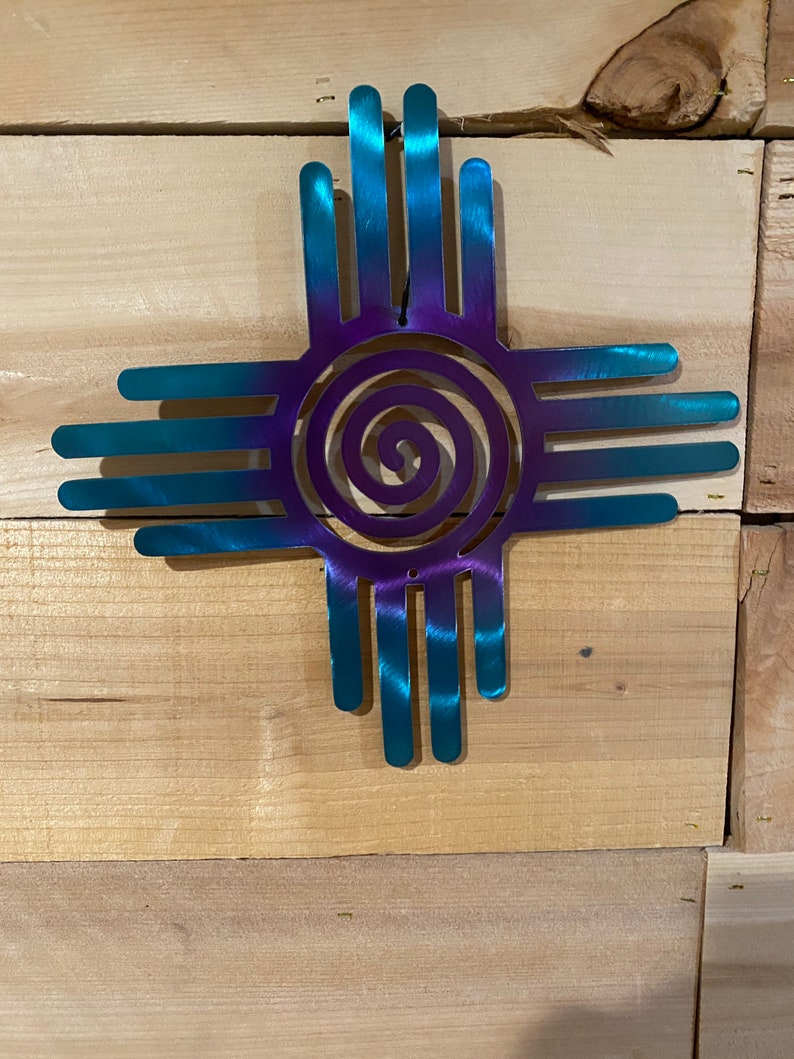 Zia With Swirl Sun Metal Wall Hanging, Southwestern Art, South West ...