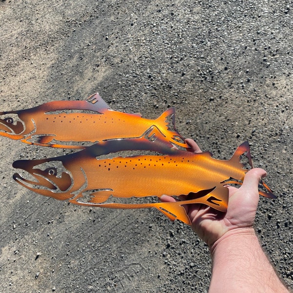 Metal Salmon Art - Etsy