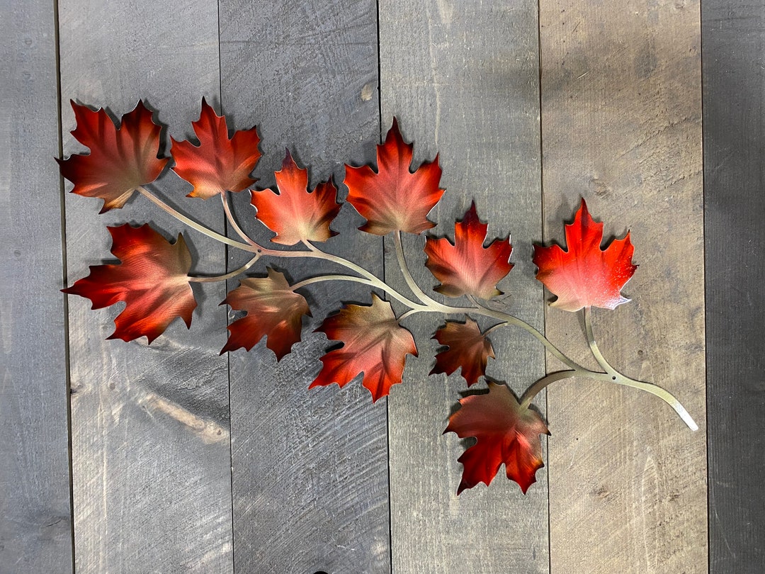 Maple Leaf and Branch Metal Wall Hanging, Metal Leaf Art, Autumn Wall ...