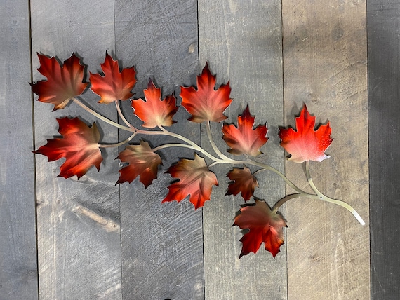 Maple Leaf and Branch Metal Wall Hanging Metal Leaf Art - Etsy