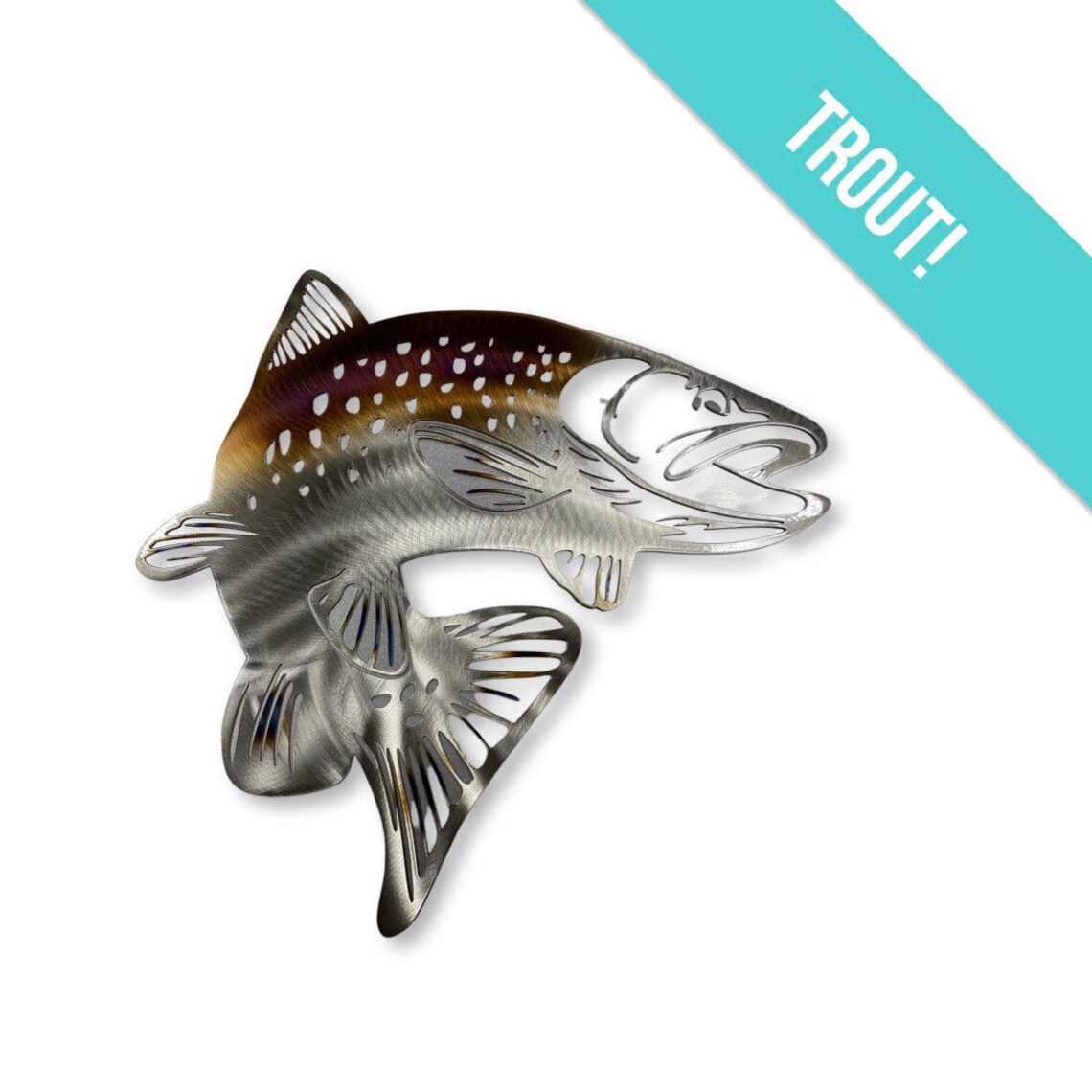 Trout Metal Art Wall Hanging Gift for Fisherman Rainbow - Etsy