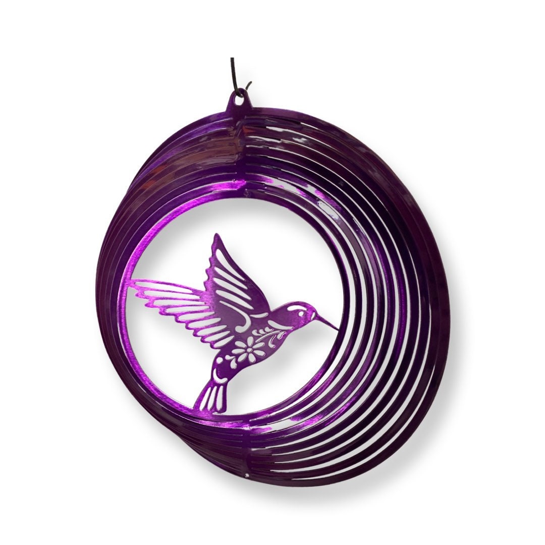 Floral Hummingbird Garden Decor, Metal Wind Spinner, Garden Wind ...