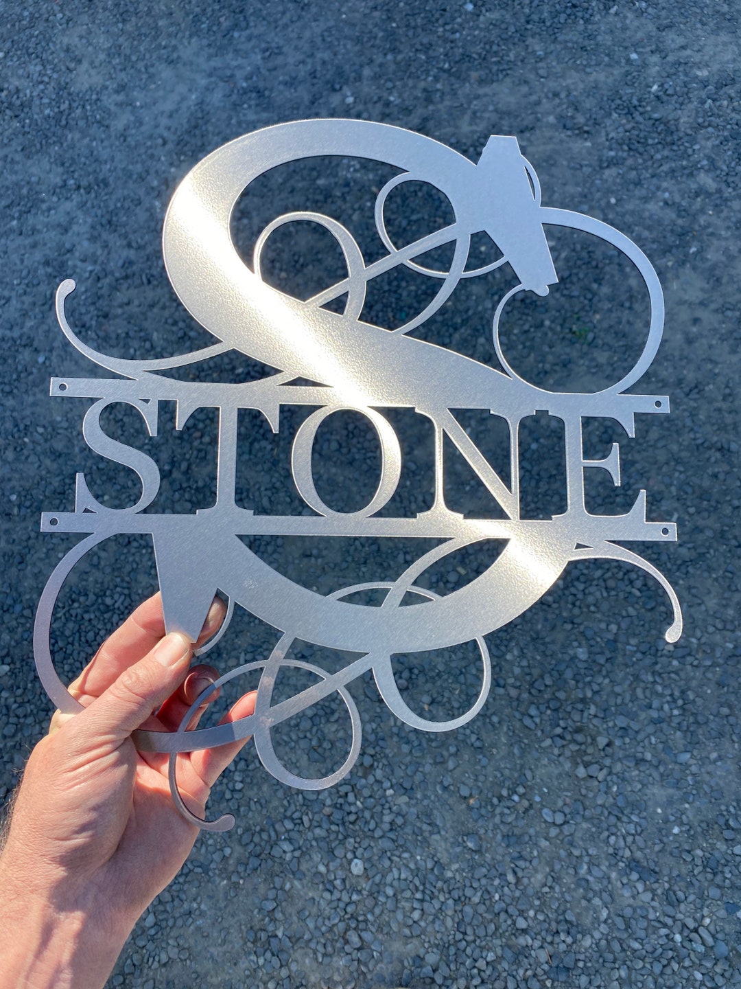 Modern Fancy Swirl Split Style Name Sign, Last Name Sign, Stylish ...