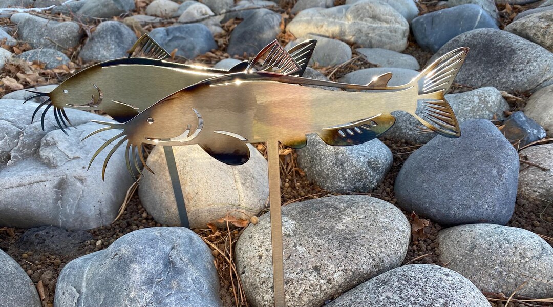 Catfish Rock Bed Decor Individual Stake, Metal Catfish Metal Art, River ...
