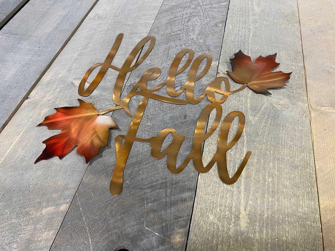 Autumn Decor, Fall Decor, Hello Fall Decor, Rustic Metal Wall Hanging ...