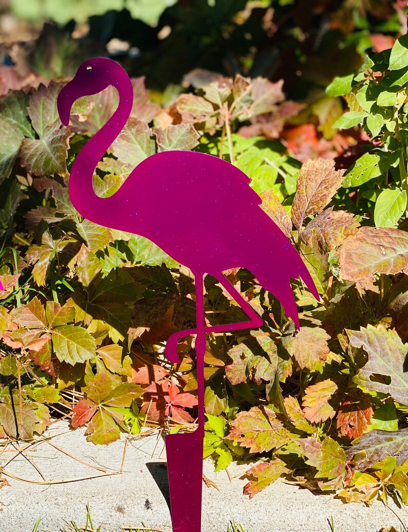 Pink Flamingo Metal Yard Stake Flamingo Garden Decor Rustic - Etsy