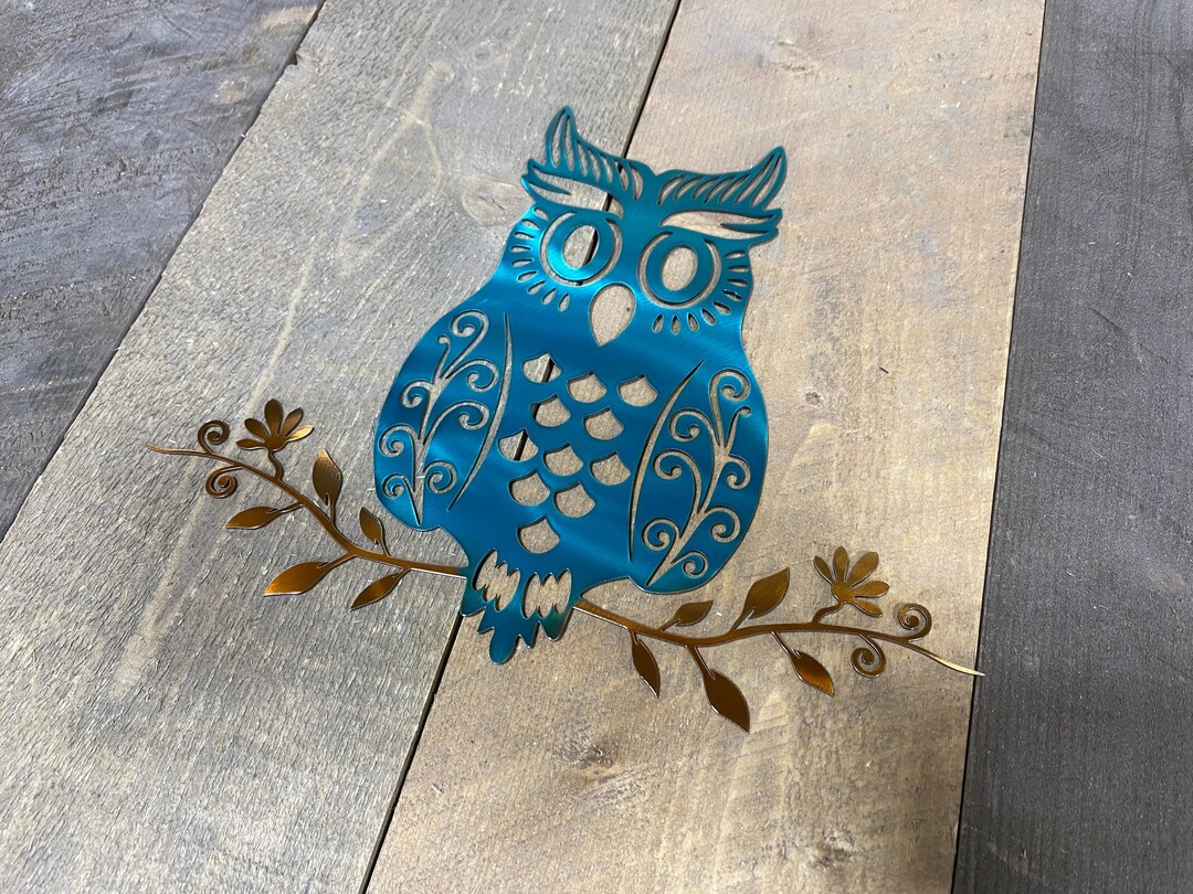 Cute Owl Decor, Owl Themed Decor, Child’s Room Decor, Rustic Metal Wall ...