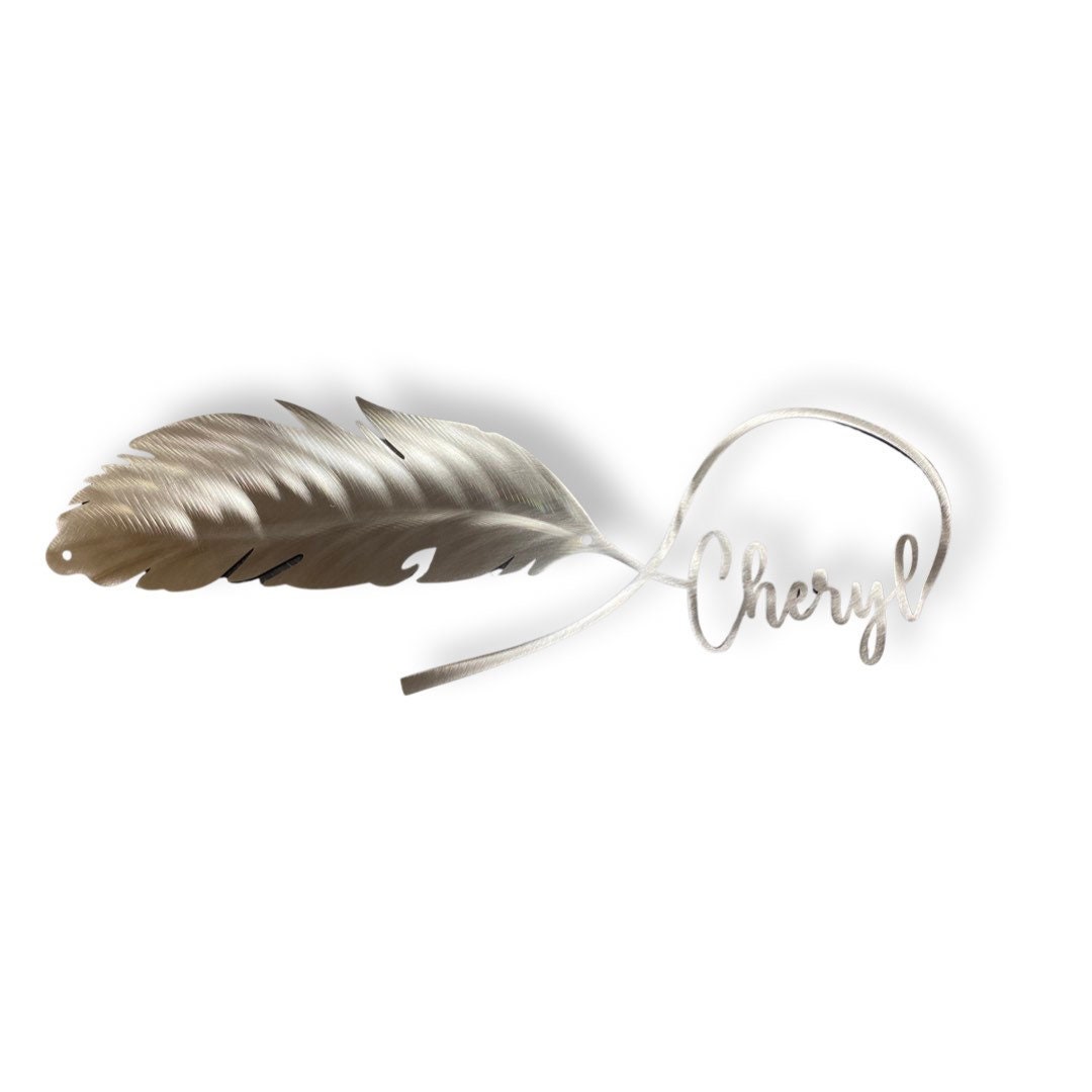 Metal Feather With Personalized Name, Personalized Feather Art, Metal ...