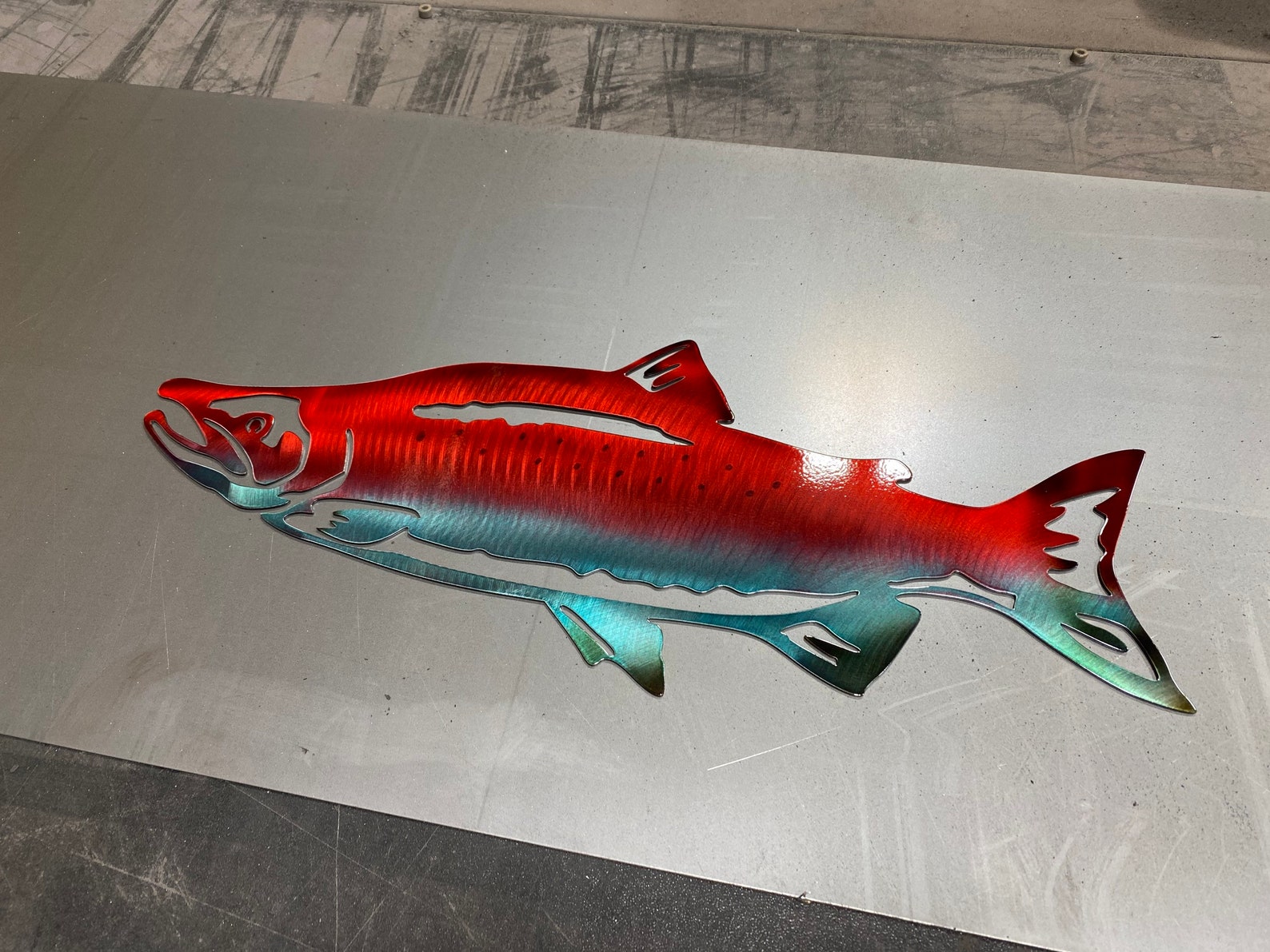Brightly Colored Salmon Metal Art, King Salmon Decor, Chinook Salmon ...