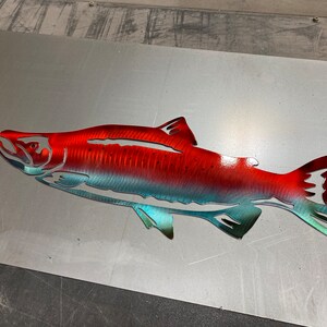 Brightly Colored Salmon Metal Art, King Salmon Decor, Chinook Salmon ...