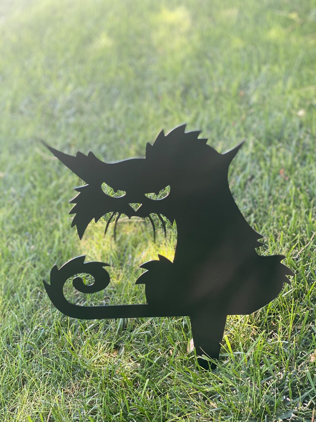 Black Cat Halloween Decor Yard Stake Angry Kitty Black Cat Decor Etsy