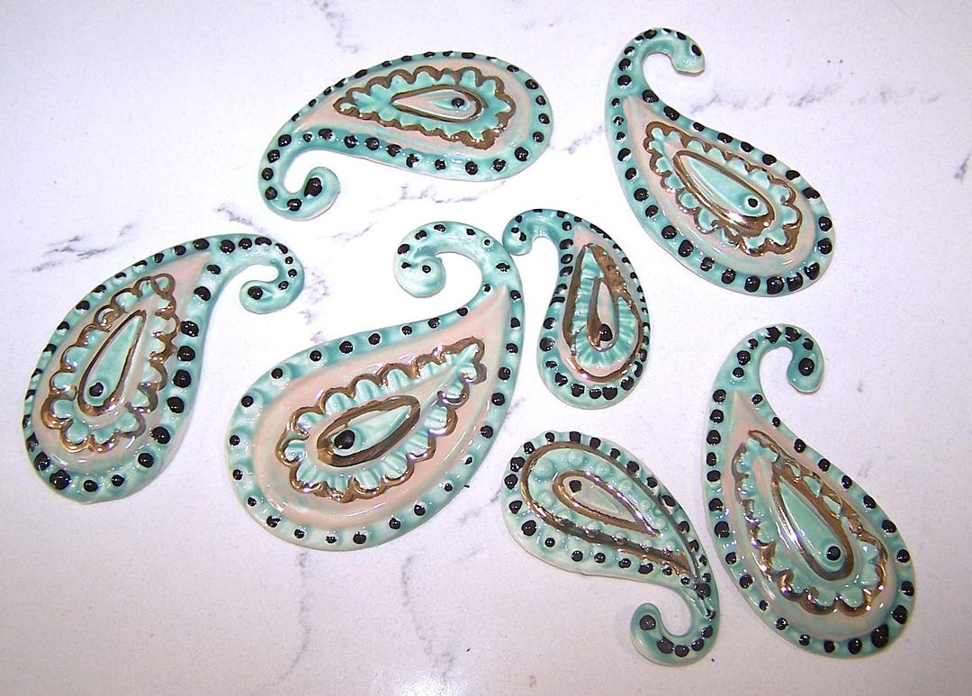 Paisley Ceramic Mosaic Tiles Magnets Art DIY Projects Glazed Heirloom ...