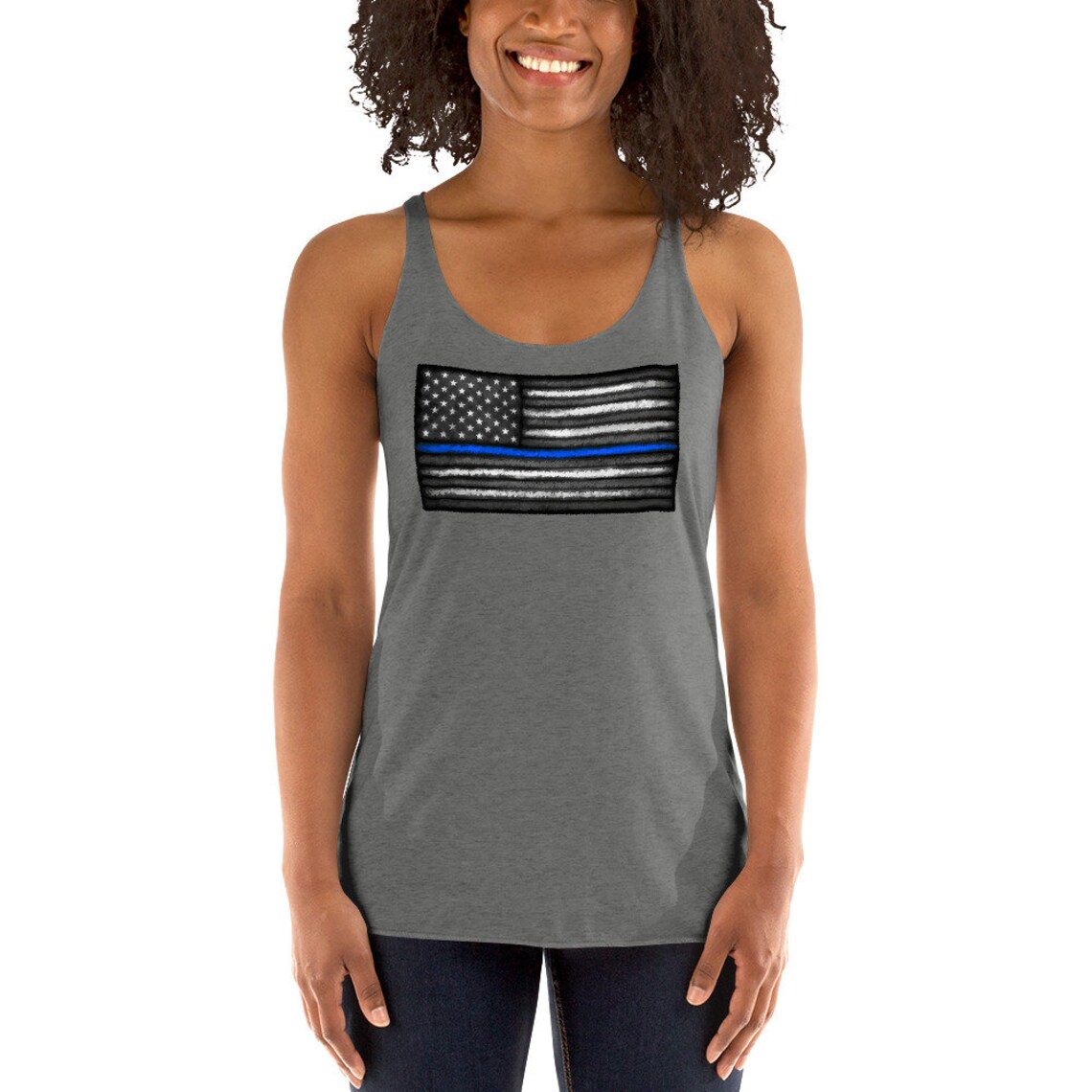 Police Tank Top Womens Racerback Tank for Police Woman Thin Blue Line ...