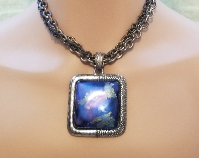 Chico's Vintage Blue Mixed Metal Statement Necklace / Artisan Style ...