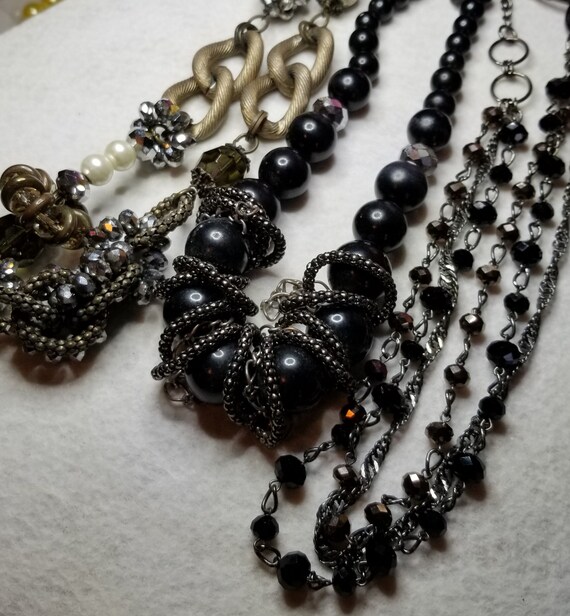 Set of 3 Gothic Style Statement Chunky Cluster Crysta… - Gem