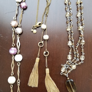 Set of 3 Necklace Parcel / Vintage Retro Long Chain Glass - Etsy