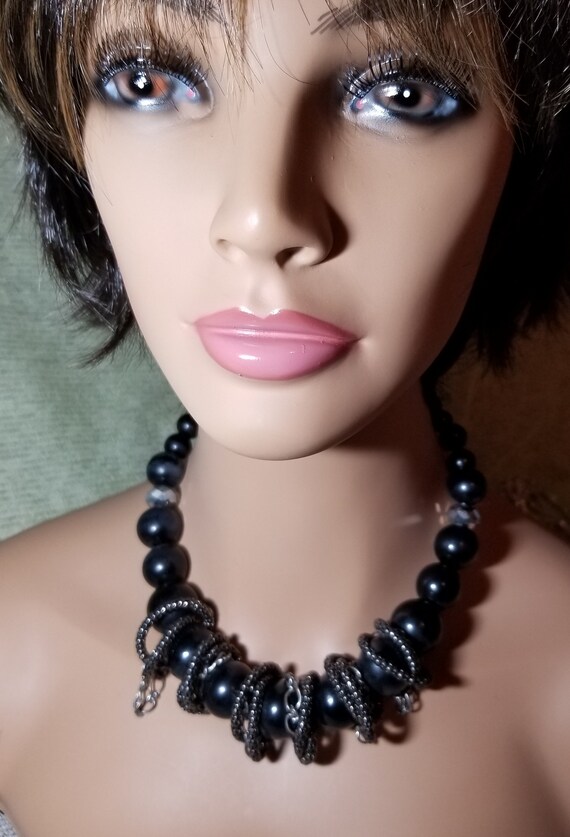 Set of 3 Gothic Style Statement Chunky Cluster Crysta… - Gem