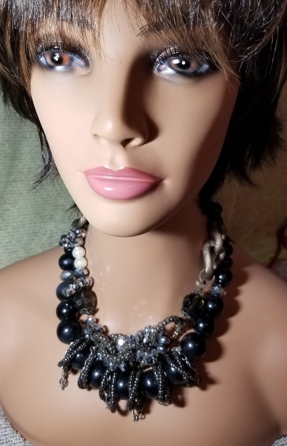 Set of 3 Gothic Style Statement Chunky Cluster Crysta… - Gem