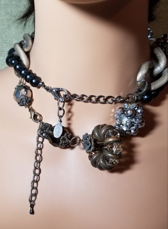 Set of 3 Gothic Style Statement Chunky Cluster Crysta… - Gem